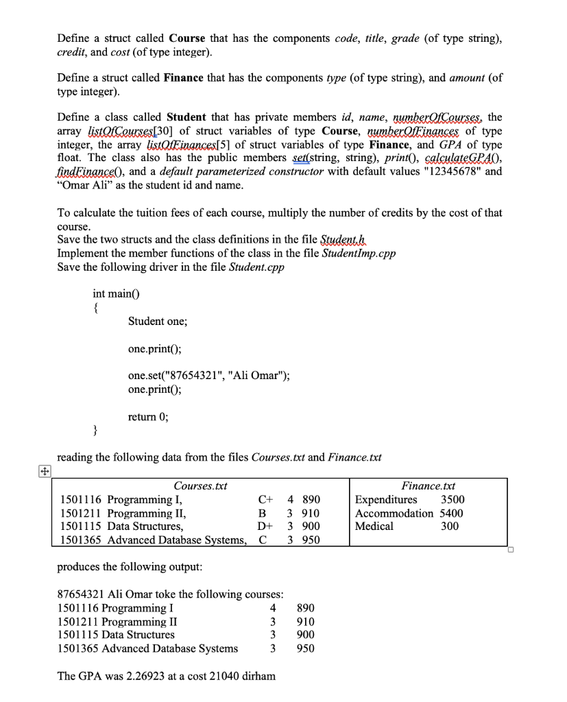 Solved Define a struct called Course that has the components | Chegg.com