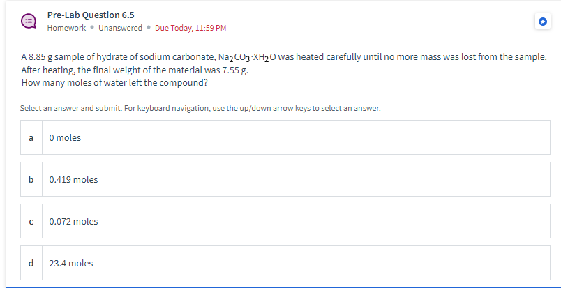 Solved Pre-Lab Question 6.5 Homework • Unanswered - Due | Chegg.com