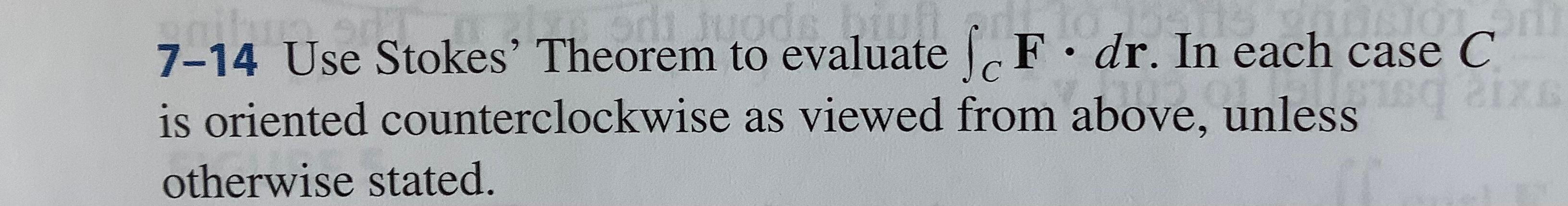 Solved od voda 7-14 Use Stokes' Theorem to evaluate ScF • | Chegg.com