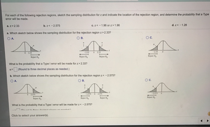 Solved For each of the following rejection regions, sketch | Chegg.com