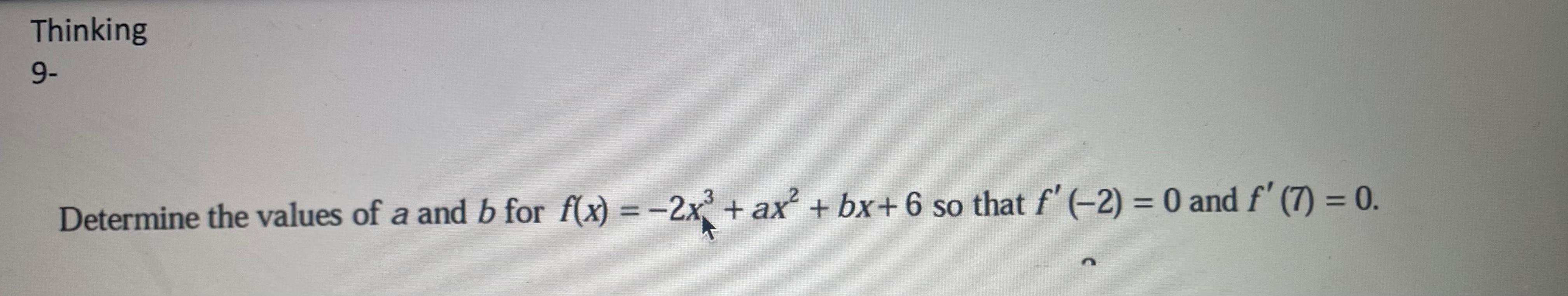 Solved Determine the values of a and b for | Chegg.com
