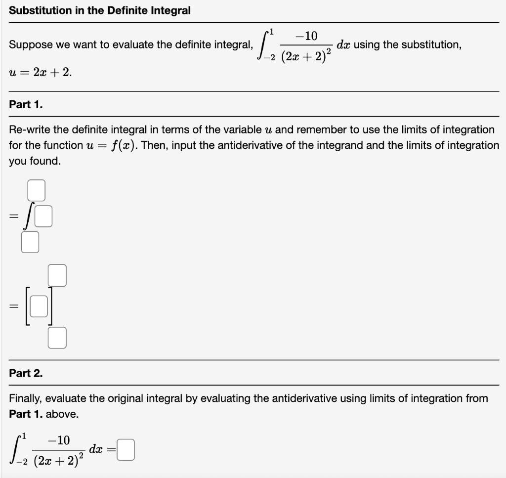 Solved Substitution in the Definite Integral Suppose we want | Chegg.com