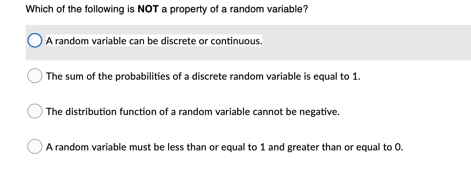 Solved Which of the following is NOT a property of a random | Chegg.com
