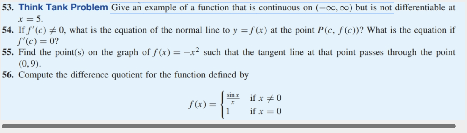 Solved 53. Think Tank Problem Give an example of a function | Chegg.com