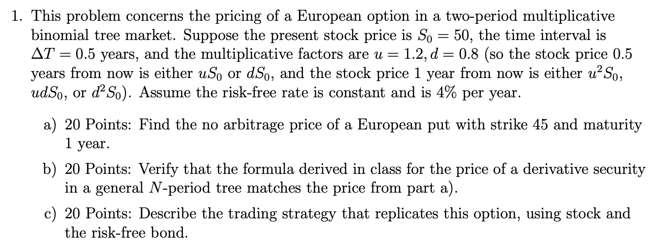 Solved The multi-period binomial modelTwo-period recombinant | Chegg.com