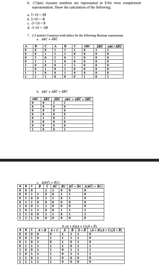 Solved 6. (15pts) Assume numbers are represented in 8-bit | Chegg.com