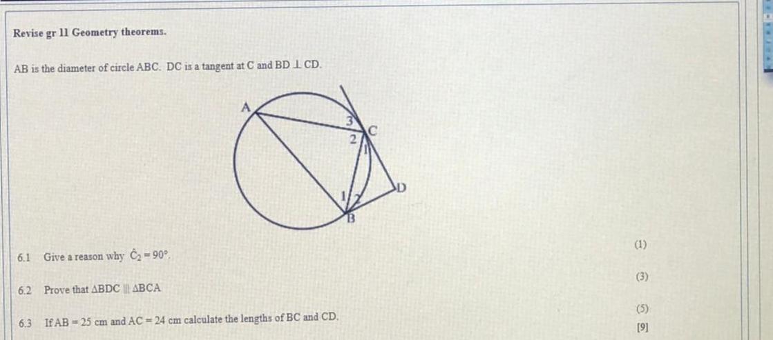 Revise gr 11 Geometry theorems. AB is the diameter of | Chegg.com