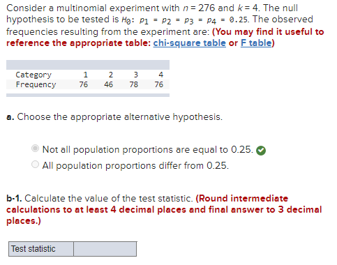 Solved Consider a multinomial experiment with n = 276 and k | Chegg.com