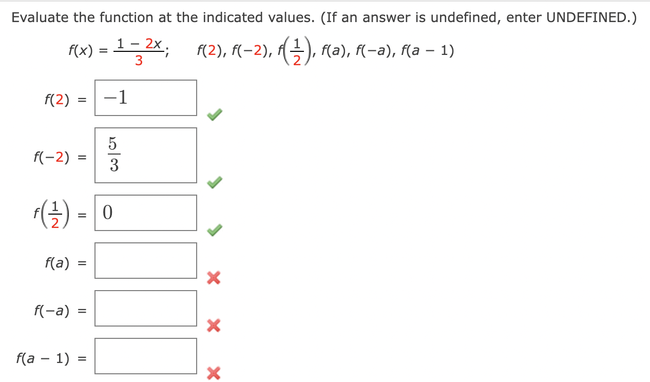 Solved Evaluate the function at the indicated values. (If an | Chegg.com