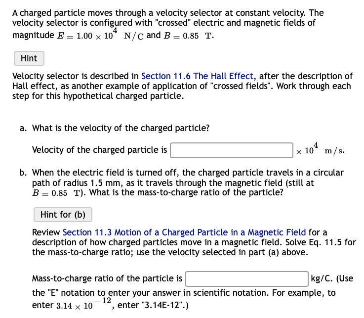 Solved A charged particle moves through a velocity selector | Chegg.com