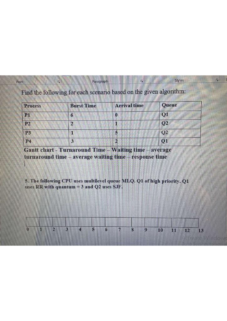 Solved please i neet to right the draw the ghant chart well | Chegg.com