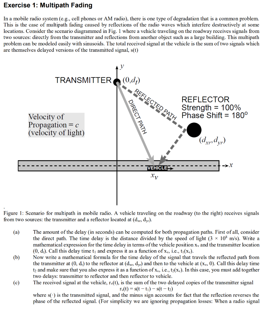 Exercise 1: Multipath Fading In a mobile radio system | Chegg.com