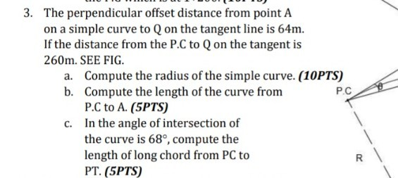 Solved A0 3. The perpendicular offset distance from point A | Chegg.com