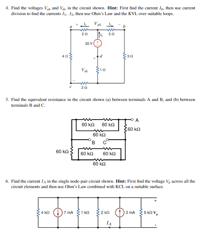 Solved 4. Find the voltages Vab and Vde in the circuit | Chegg.com