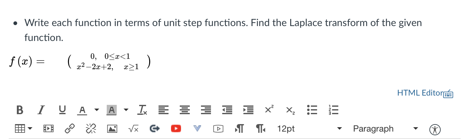 Solved • Write each function in terms of unit step | Chegg.com
