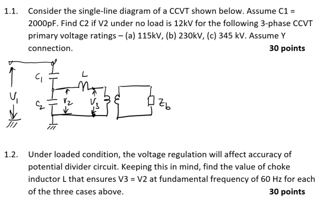 Solved 1.1. Consider the single-line diagram of a CCVT shown | Chegg.com