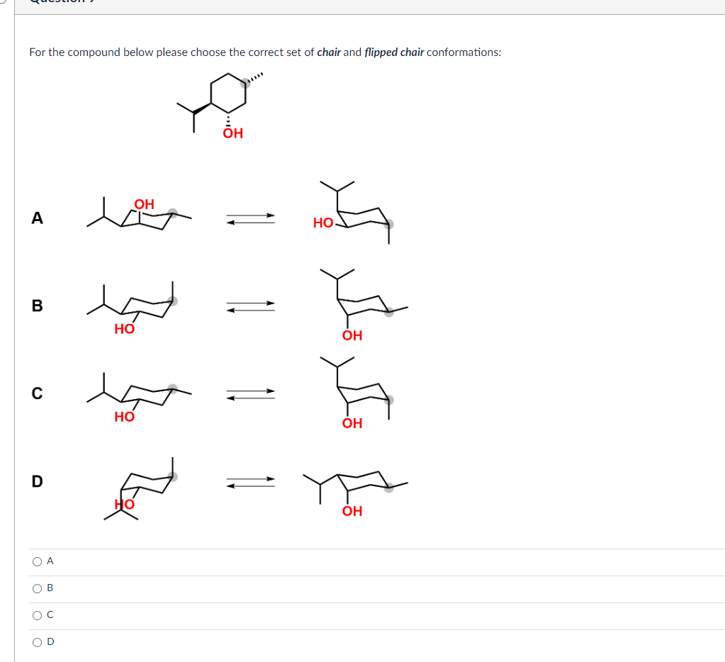 Solved For the compound below please choose the correct set | Chegg.com