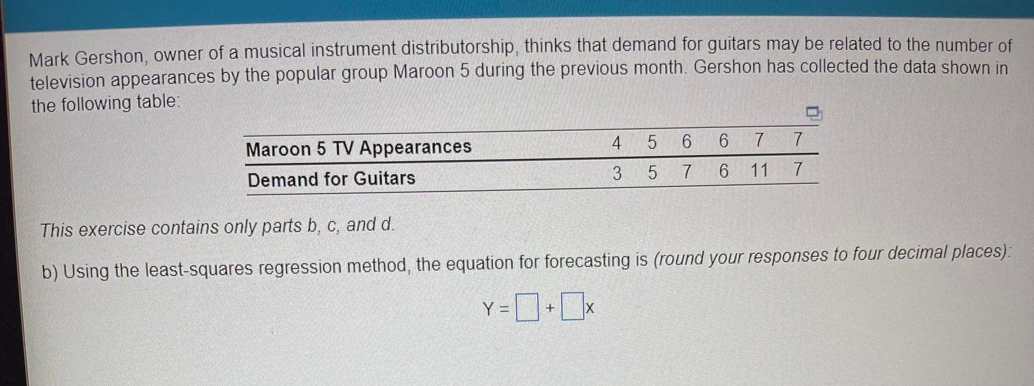 Solved Mark Gershon, owner of a musical instrument | Chegg.com