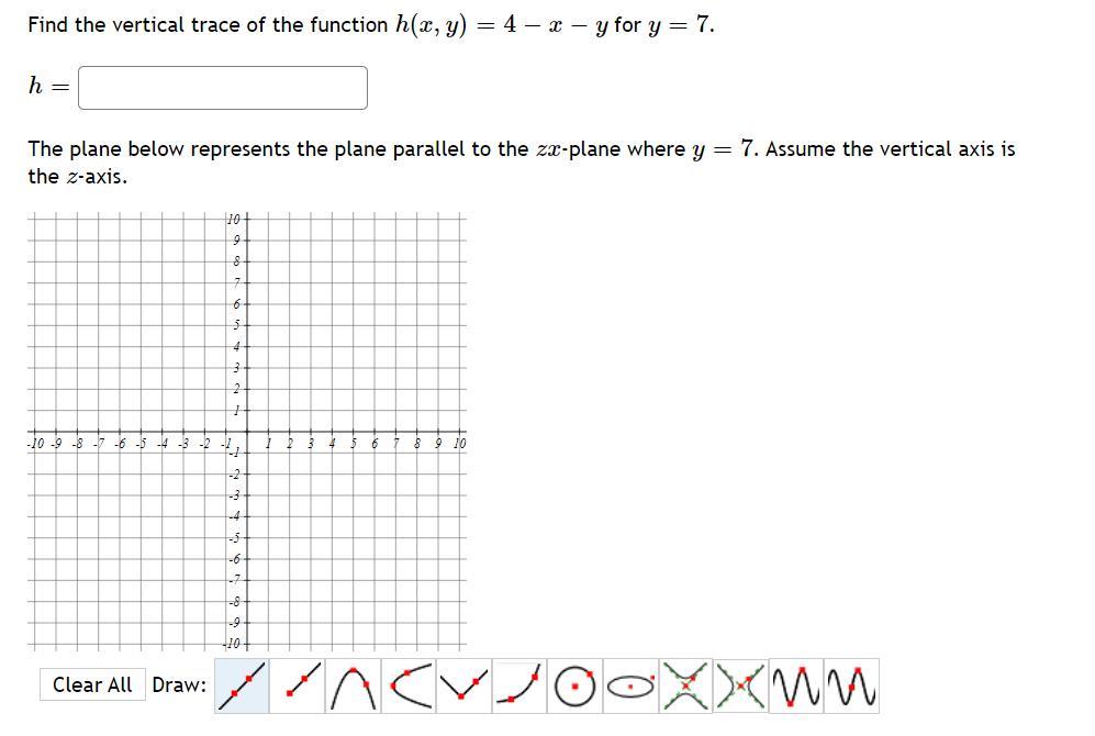 Solved Find the vertical trace of the function h(x,y)=4−x−y | Chegg.com