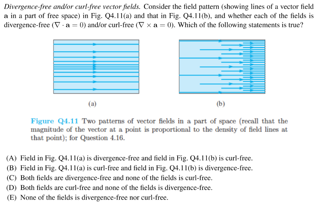 Solved Divergence-free and/or curl-free vector fields. | Chegg.com