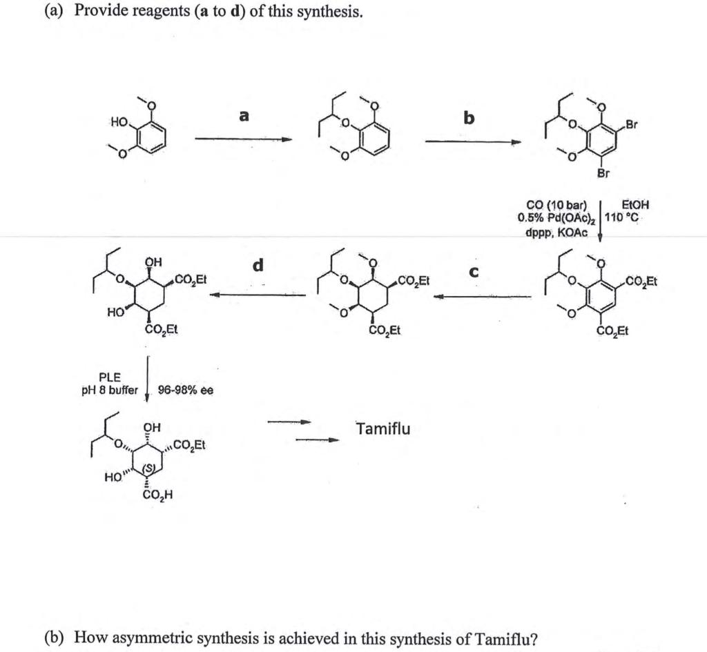 Solved An asymmetric synthesis of Tamiflu (4$tak) by | Chegg.com