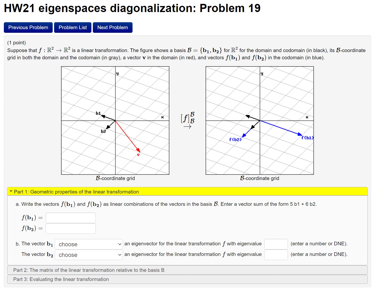 Solved HW21 eigenspaces diagonalization: Problem 20 (1 | Chegg.com