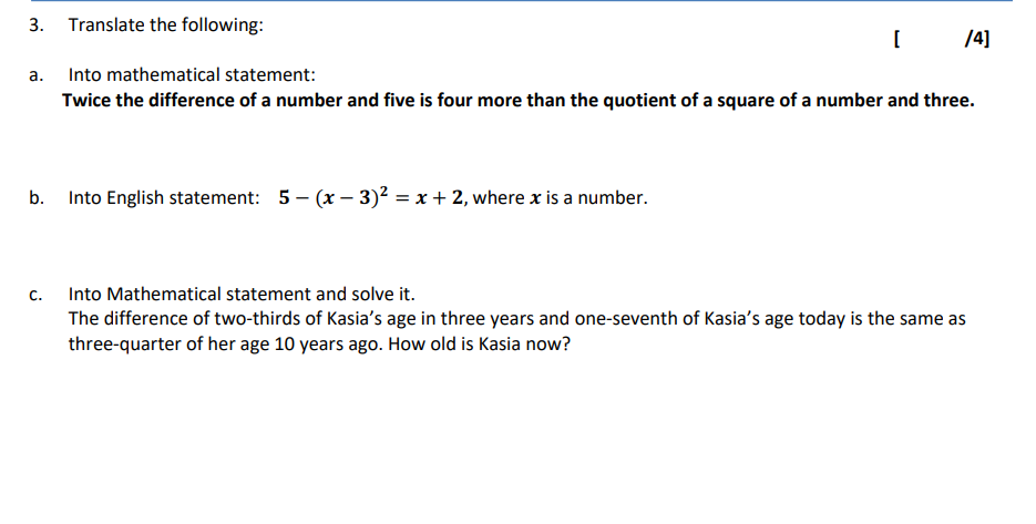 Solved 3. Translate the following: a. Into mathematical | Chegg.com
