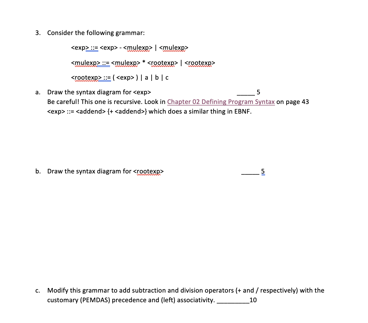 Solved 3. Consider the following grammar: ::=− | | Chegg.com