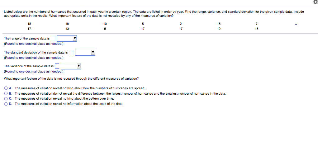 Solved Listed below are the numbers of hurricanes that | Chegg.com