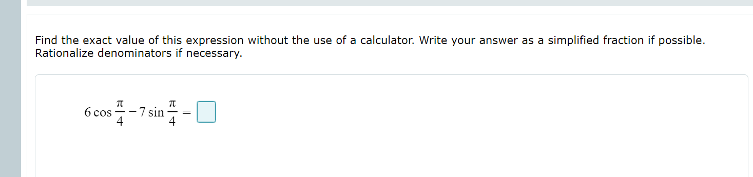 Solved Find the exact value of this expression without the | Chegg.com