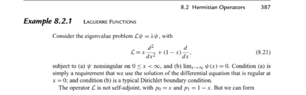 Solved 8.2 Hermitian Operators 387 Example 8.2.1 LAGUERRE | Chegg.com