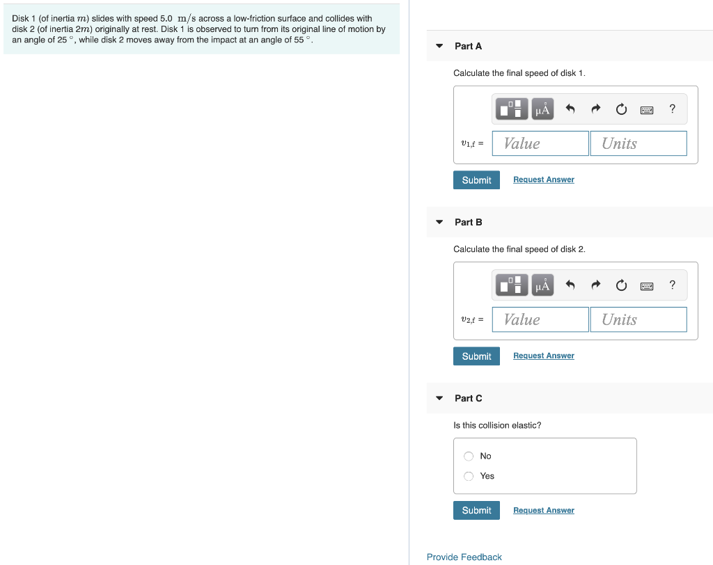 Solved Disk 1 (of inertia m) slides with speed 5.0 m/s | Chegg.com