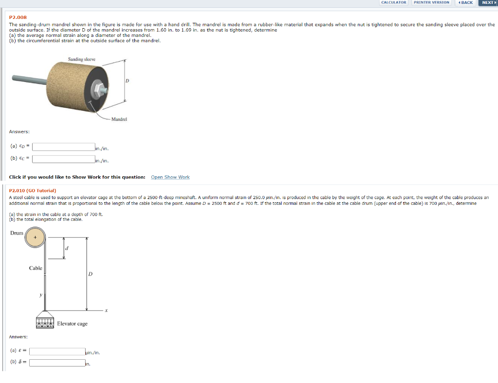 Solved CALCULATOR PRINTER VERSION 4 BACK NEXT P2.008 The | Chegg.com