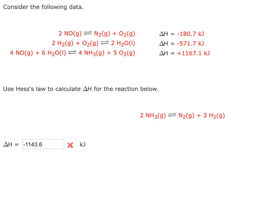 Solved Consider the following data. 2 NO(g) = N2(g) + O2(g) | Chegg.com
