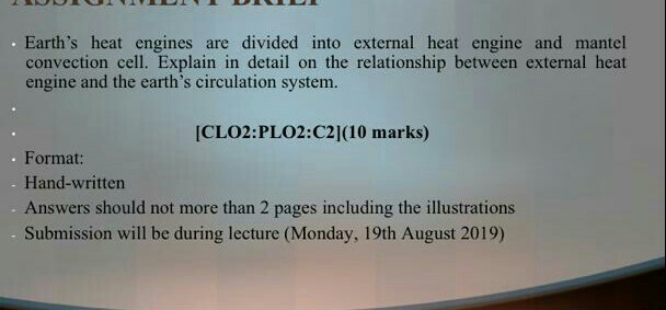 Solved • Earth's heat engines are divided into external heat | Chegg.com