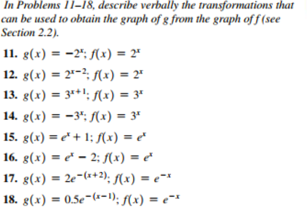 Solved In Problems 11-18, describe verbally the | Chegg.com