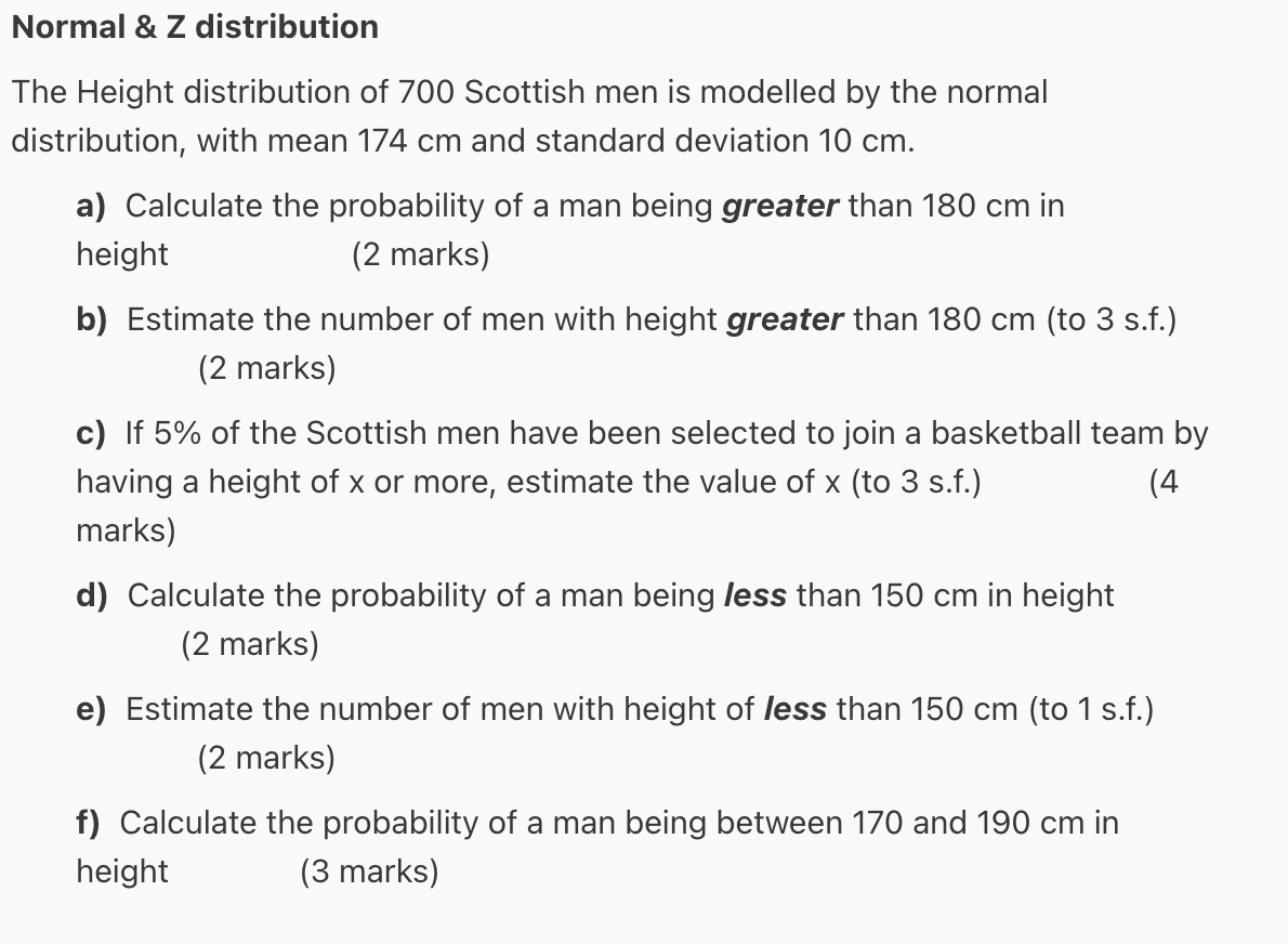 Solved Normal & Z distribution The Height distribution of | Chegg.com