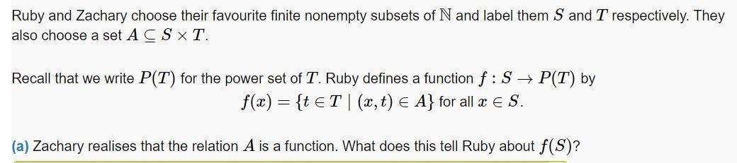 Solved Ruby and Zachary choose their favourite finite | Chegg.com