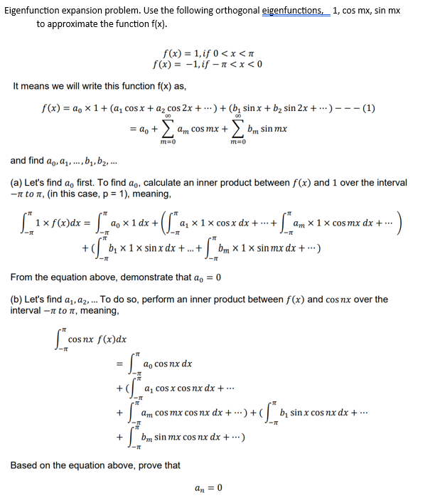Solved Eigenfunction Expansion Problem Use The Following 