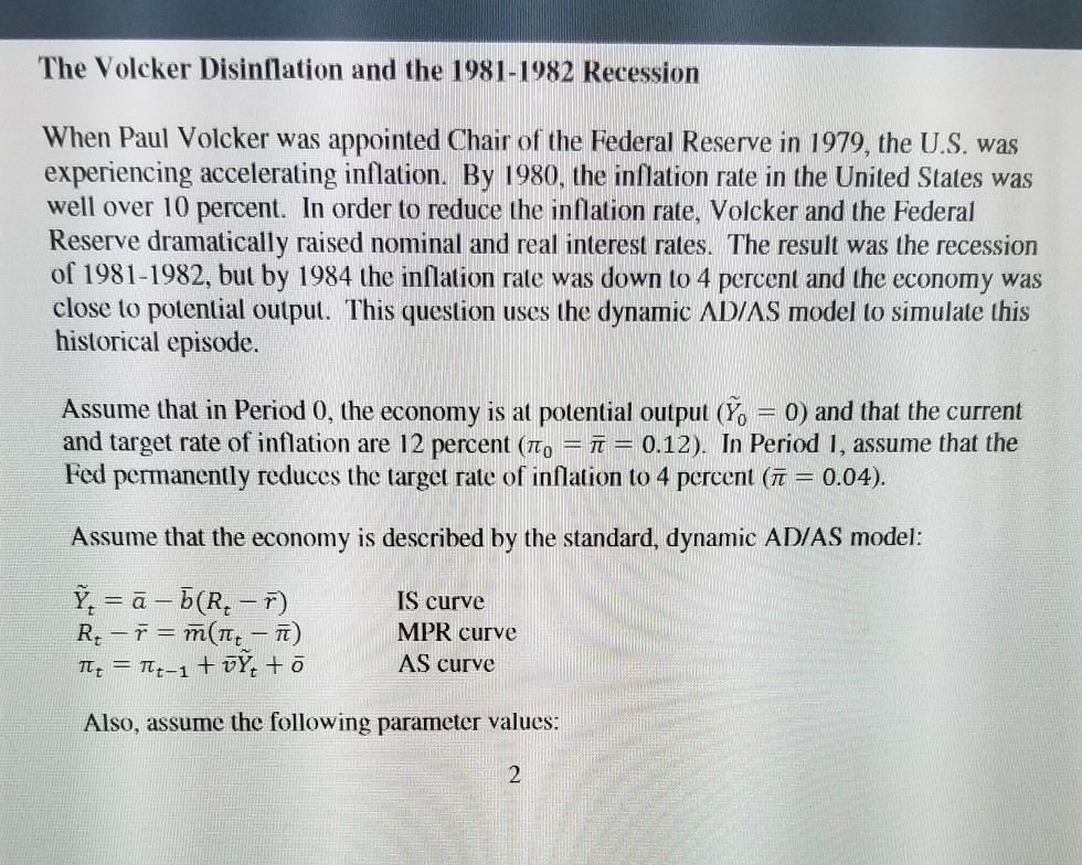 Solved The Volcker Disinflation and the 1981-1982 Recession | Chegg.com