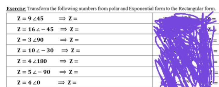 Solved Exercise: Transform the following numbers from polar | Chegg.com