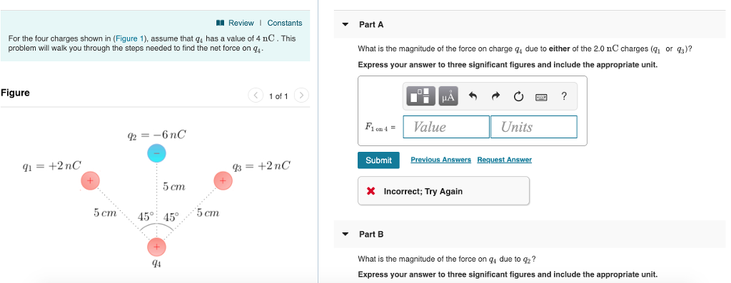 Solved Review I Constants Part A For the four charges shown | Chegg.com
