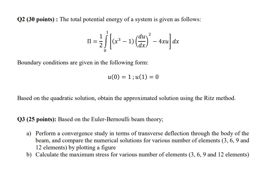 Solved Q2 (30 points) The total potential energy of a system | Chegg.com