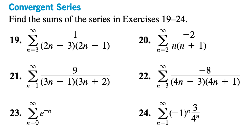 Solved Convergent Series Find the sums of the series in | Chegg.com