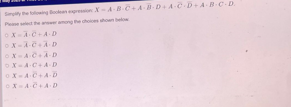 Solved Simplify the following Boolean expression: | Chegg.com