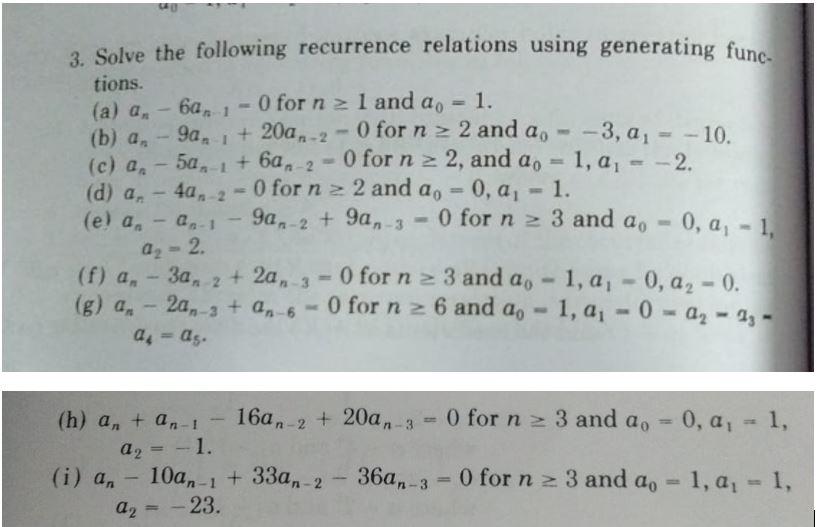 Solved 9a. 3. Solve the following recurrence relations using | Chegg.com