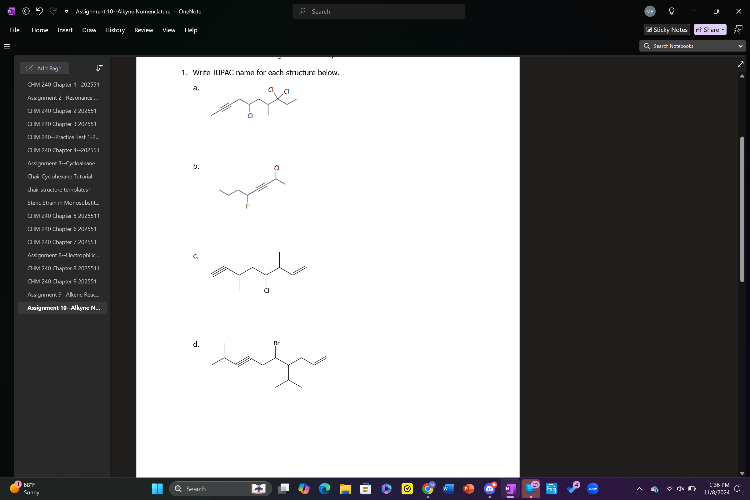 Solved 1. ﻿Write IUPAC name for each structure below.a.b. | Chegg.com