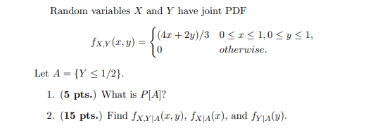Solved Random variables X and Y have joint PDF fx,y(,y) = S | Chegg.com