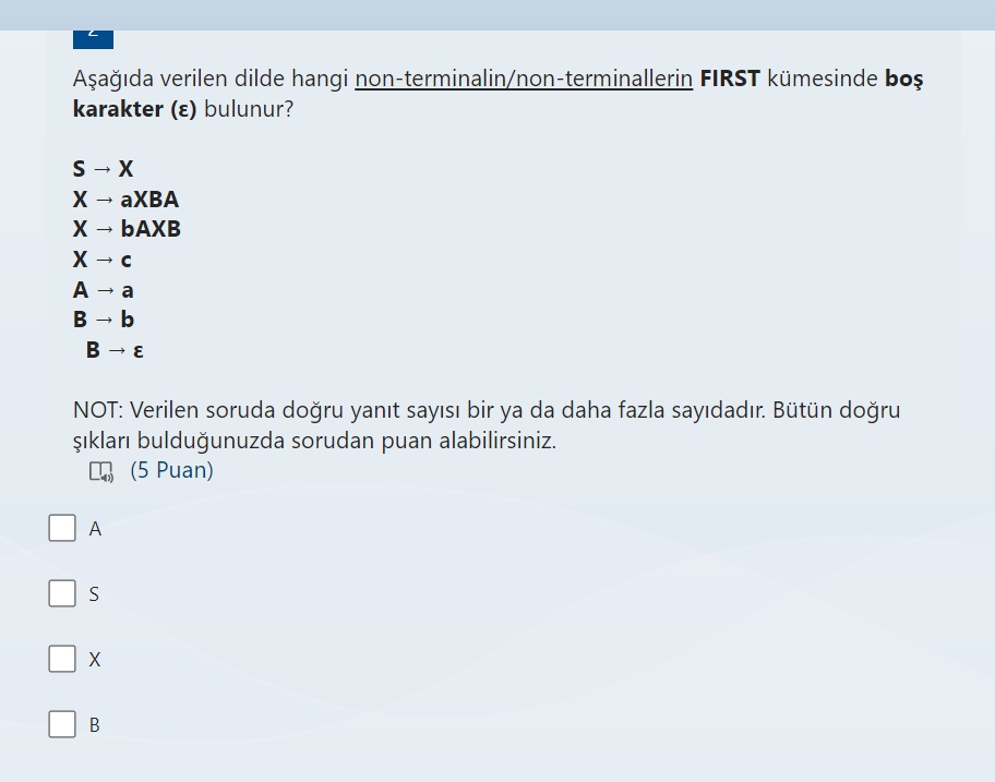 Solved Which non-terminal(s) in the given language contain | Chegg.com
