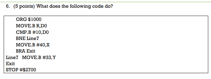Solved 6. (5 points) What does the following code do? ORG | Chegg.com